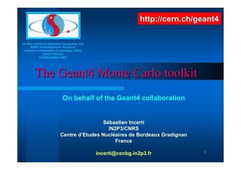 The Geant4 Monte Carlo Toolkit Cenbg In2p3