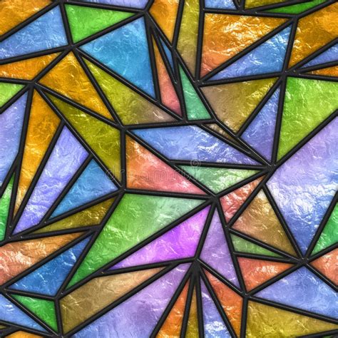 Stained Glass Seamless Texture With Geometric Pattern For Window