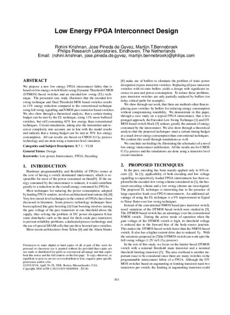 Pdf Low Energy Fpga Interconnect Design Rohini Krishnan