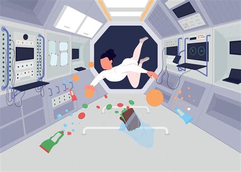 Astronauts Inside Space Station Flat Color Vector Illustration 2473642