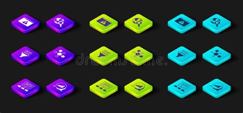 Set Data Analysis Pie Chart Infographic Binary Code Mind Map Search