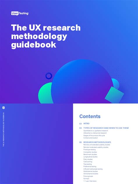 Ux Research Methodologies Guidebook Pdf Usability Quantitative