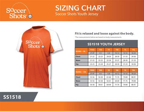 Soccer Jersey Youth Size Chart At Harry Gutierrez Blog