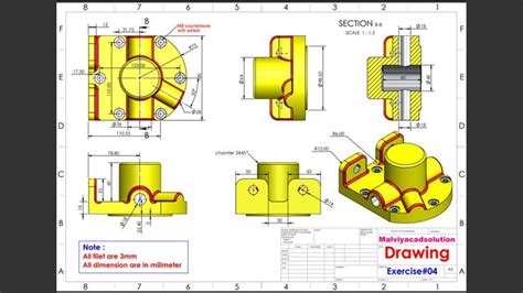 Solidworks Tutorial Exercise Solidworks Solidworks Tutorial Autocad