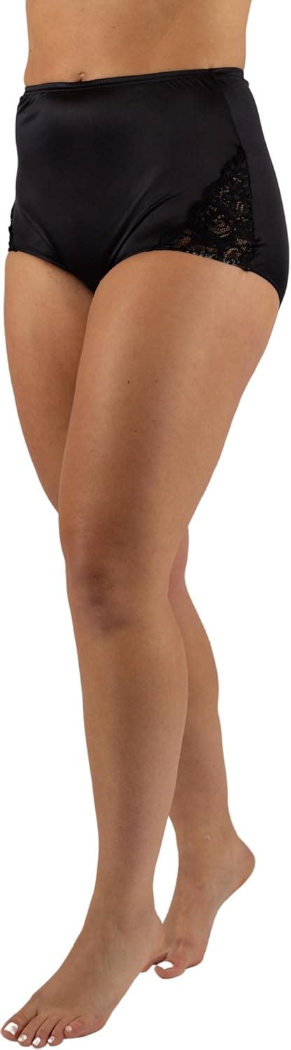 Shadowline® Womens Nylon Full Brief Panty With Lace 3 Pack Black 5