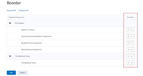 Reorder Edit And Delete Assignments And Categories Brightspace