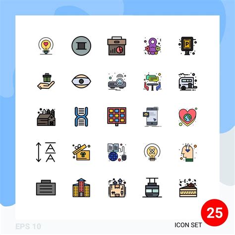 User Interface Pack Of 25 Basic Filled Line Flat Colors Of Parking Women Celebrate Data Female