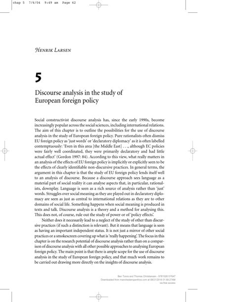 Discourse Analysis And European Foreign Policy