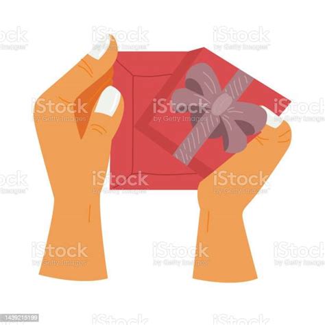 평면 벡터입니다 인간의 손은 최고의 관점에서 선물 상자를 개봉합니다 따뜻한 색조의 손 그림 개념에 대한 스톡 벡터 아트 및 기타 이미지 Istock