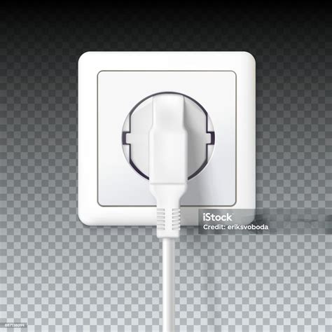 플러그 파워 라인에 연결 이다 흰색 플러그를 콘센트에 삽입입니다 3d 그림 투명 한 배경에 고립입니다 전기 제품 장비를 연결 하기 위한 장치의 아이콘 네트워크 연결 플러그에