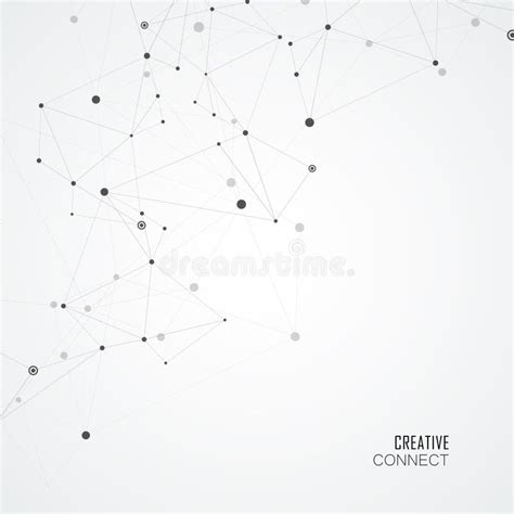 Connected Abstract Pattern With Dots On Overlapping Lines Vector Technology Background Stock