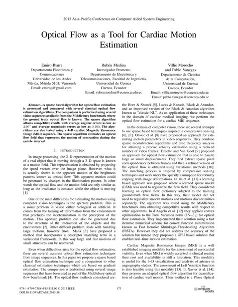 Pdf Optical Flow As A Tool For Cardiac Motion Estimation