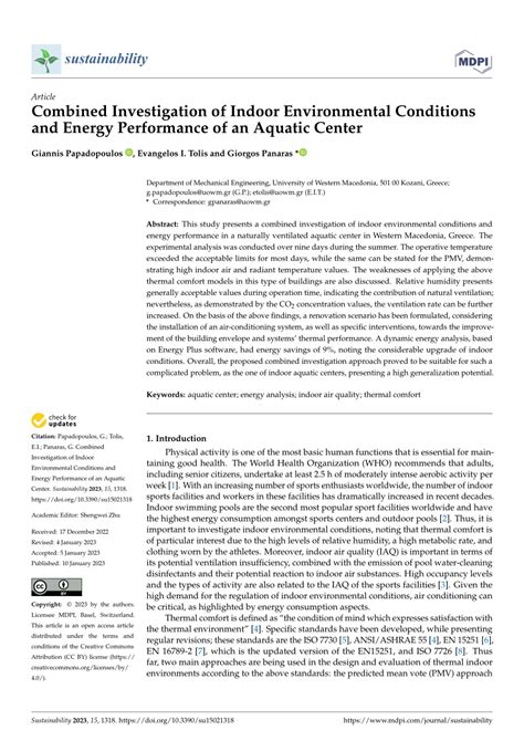 Pdf Combined Investigation Of Indoor Environmental Conditions And Energy Performance Of An