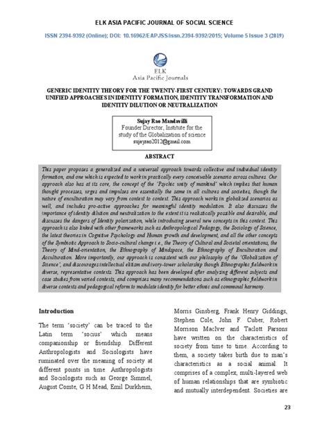 Generic Identity Theory For The Twenty First Century 2 Sujay Rao