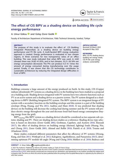 Pdf The Effect Of Cis Bipv As A Shading Device On Building Life Cycle