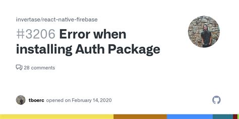Error When Installing Auth Package · Issue 3206 · Invertasereact Native Firebase · Github