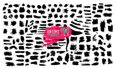 페인트 브러시 세트 브러시 스트로크 템플릿 소셜 미디어에 대한 그런지 블랙 요소 텍스트 상자 또는 음성 거품을 직사각형으로