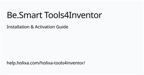 Installation And Activation Guide Be Smart Tools4inventor