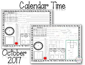 Morning Work Calendar Time Worksheets October By The Traveling Classroom