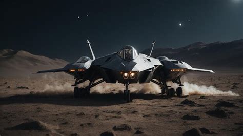 Premium Ai Image Moonlit Infiltration Stealth Fighter Jet Drones Seamlessly With In Lunar