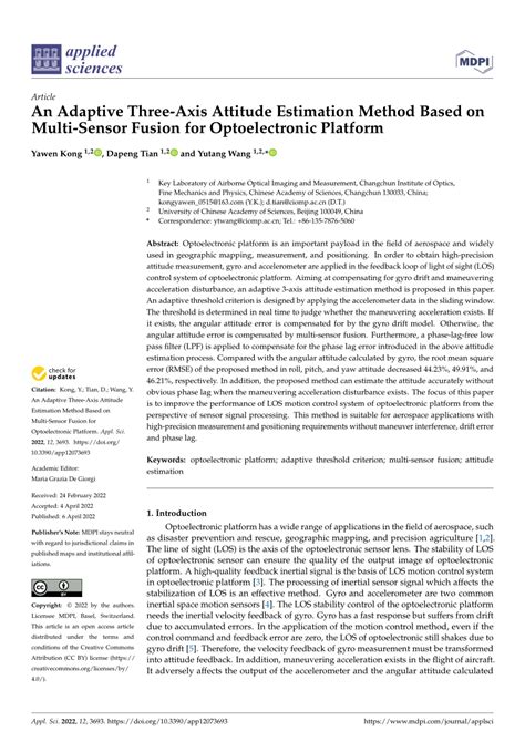 Pdf An Adaptive Three Axis Attitude Estimation Method Based On Multi