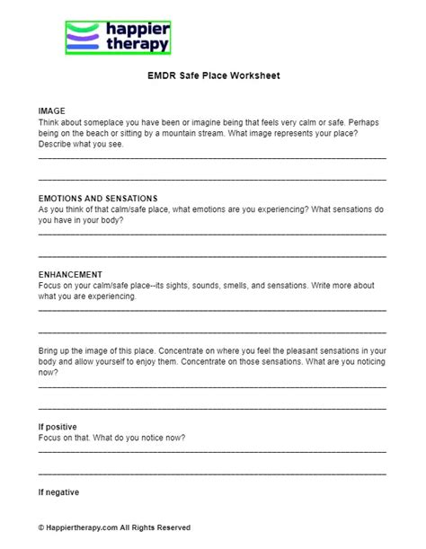 Emdr Safe Place Worksheet Happiertherapy