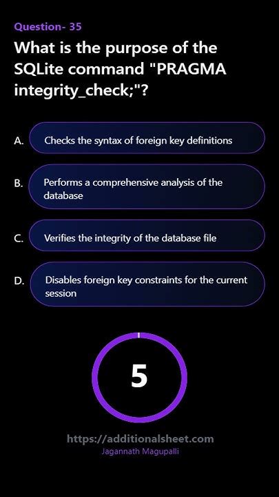 What Is The Purpose Of The Sqlite Command Pragma Integrity Check Youtube