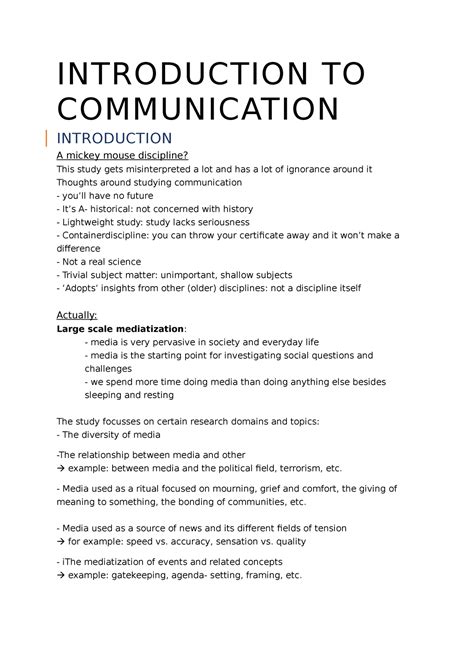 Introduction To Communication INTRODUCTION TO COMMUNICATION