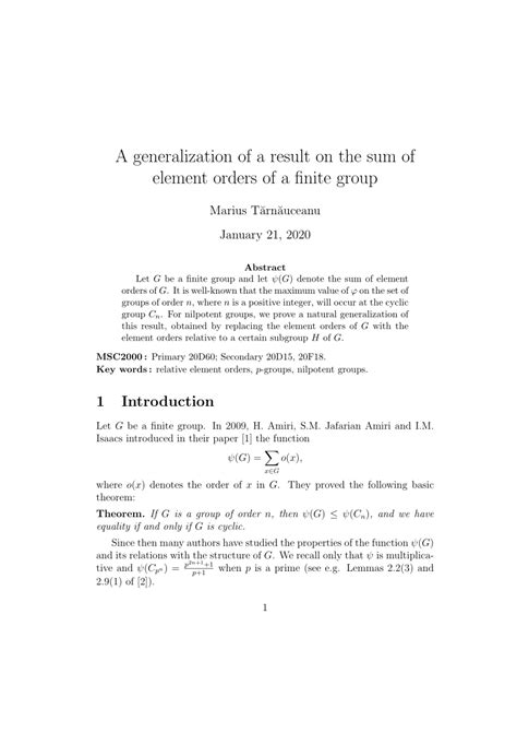 Pdf A Density Result On The Sum Of Element Orders Of A Finite Group