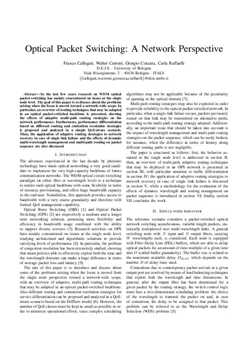 pdf optical packet switching a network perspective