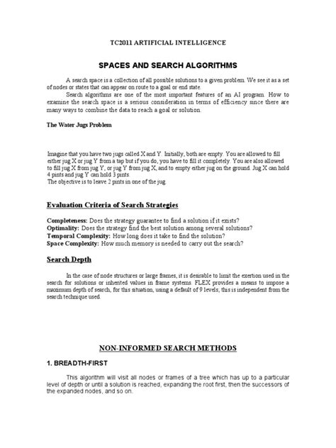 spaces and search algorithms tc2011 artificial intelligence pdf