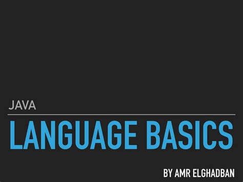 7 Java Language Basics Part1 Ppt Free Download