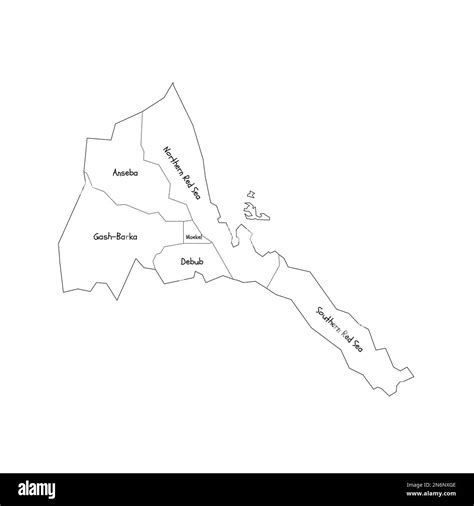 Eritrea Political Map Of Administrative Divisions Regions Handdrawn
