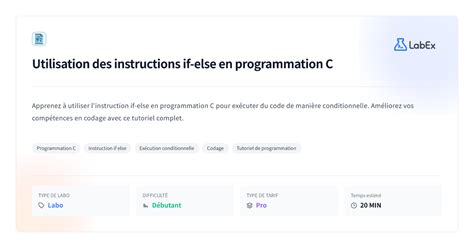 Utilisation Des Instructions If Else En Programmation C Labex