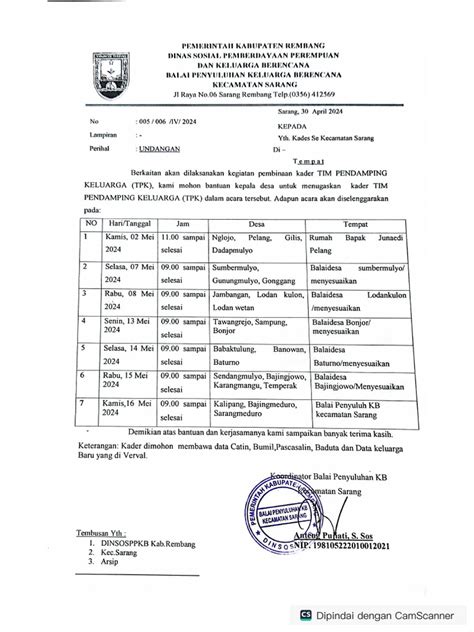 Surat Undangan Pembinaan Tim Pendamping Desa Tpk Pdf