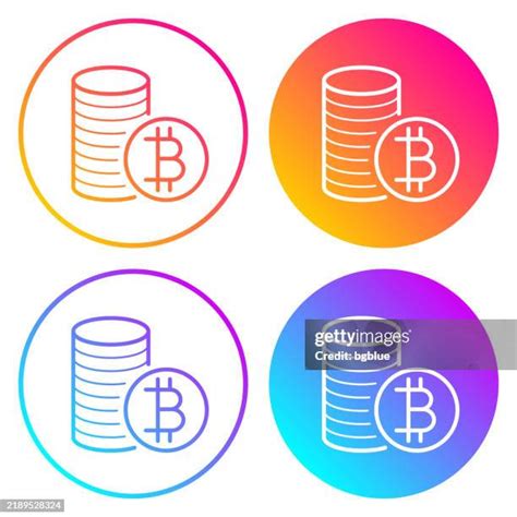 Bitcoin Coins Stack Round Icons With Color Gradients High Res Vector