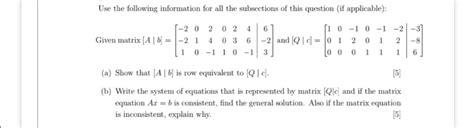 Use The Following Information For All The Subsections