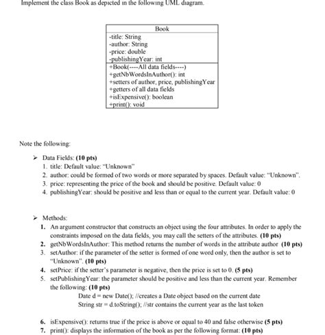 Solved Implement The Class Book As Depicted In The Following