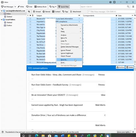 how to back up thunderbird emails