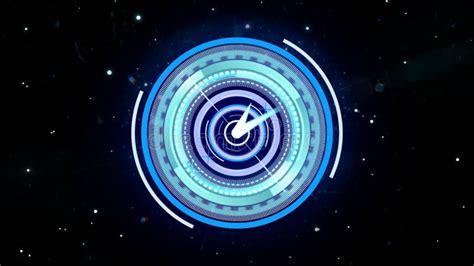 Animation Of Scope Scanning With Clock Over Black Background Stock
