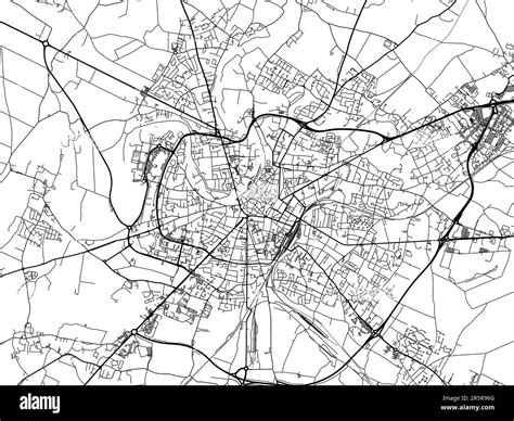 Road Map Of The City Of Niort In France On A White Background Stock