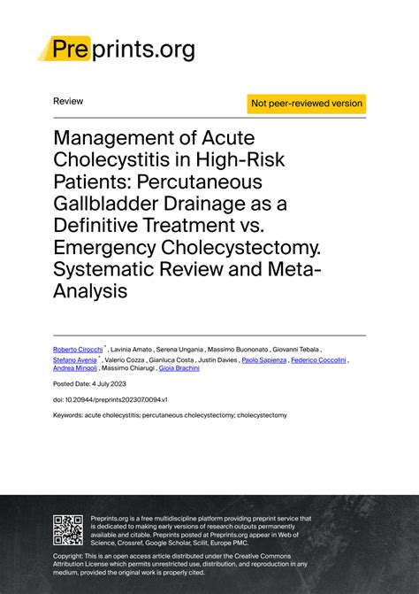 Pdf Management Of Acute Cholecystitis In High Risk Patients Percutaneous Gallbladder Drainage