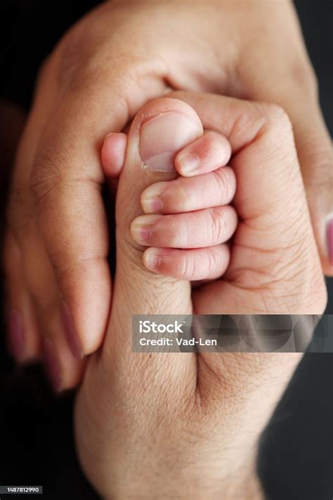 아이의 작은 손과 어머니와 아버지의 손바닥을 감쌉니다 갓 태어난 아기는 출생 후 부모의 손가락을 단단히 잡습니다 육아 육아 및 건강 관리 개념 전문 매크로 사진 2명에 대한