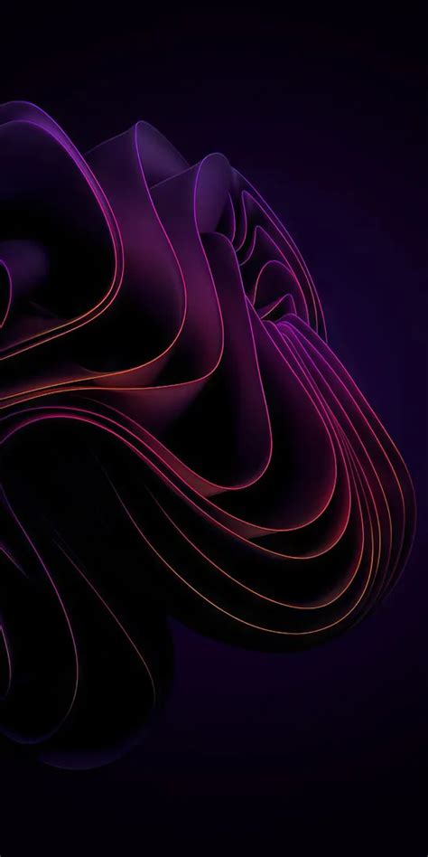 Неон Windows 11 Абстрактные Пурпурный 1440x3120 обои для рабочего стола