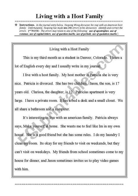 Error Correction Esl Worksheet By Erikarosina