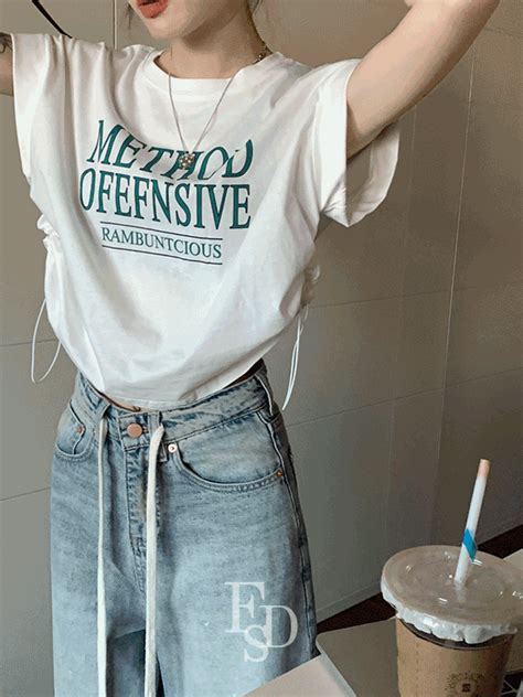 패션데이 데일리룩🎈캐주얼룩 티미 메소드 스트링 세미크롭 반팔티 위시버킷