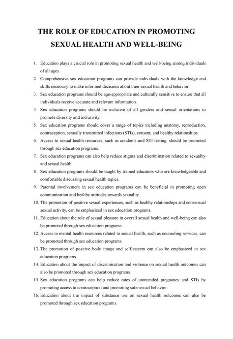 The Role Of Education In Promoting Sexual Health And Well The Role Of Education In Promoting