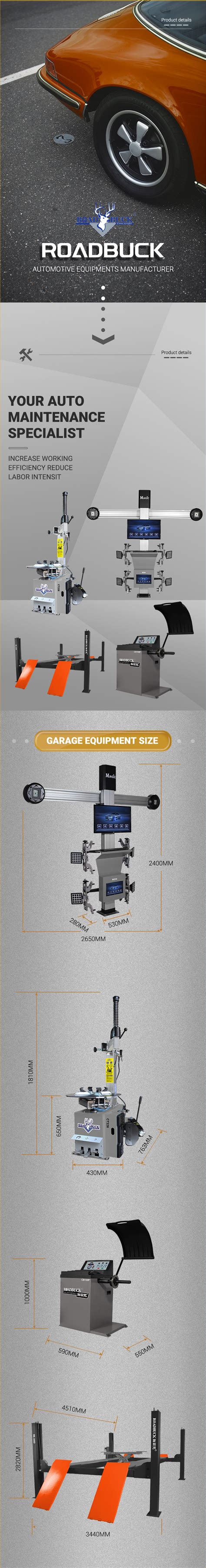 3d 휠 얼라인먼트 타이어 체인저 및 밸런서 카 리프트 콤보가 각 바퀴에 캠버 캐스터 토를 조정 타이어 차체