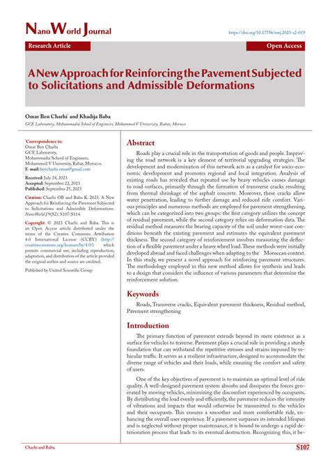 Pdf A New Approach For Reinforcing The Pavement Subjected To Solicitations And Admissible