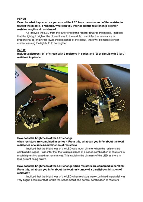 Phys 1300 Lab 4 Lab 4 Part A Describe What Happened As You Moved The Led From The Outer End